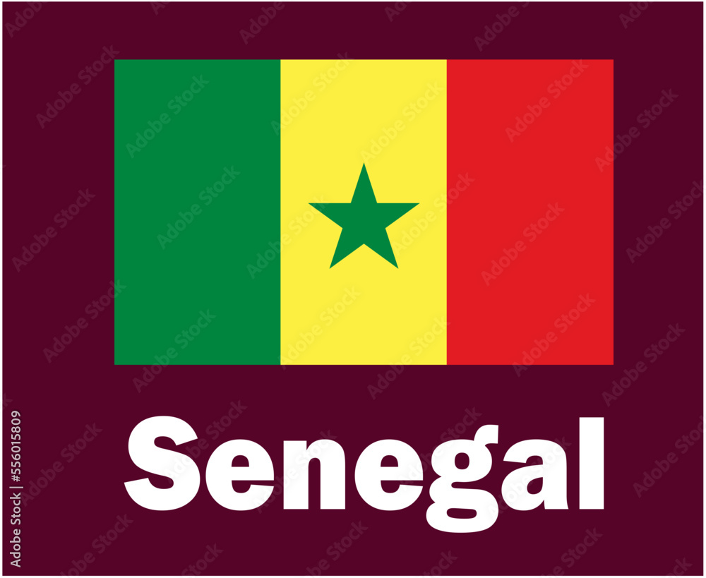 Senegal Flag Emblem With Names Symbol Design Africa football Final ...