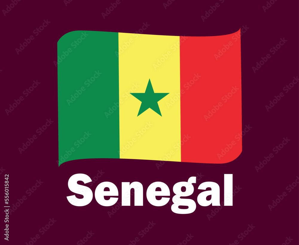 Senegal Flag Ribbon With Names Symbol Design Africa football Final ...