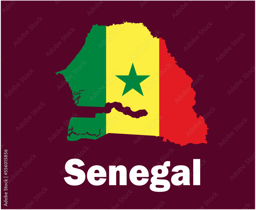 Senegal Map Flag With Names Symbol Design Africa football Final Vector ...