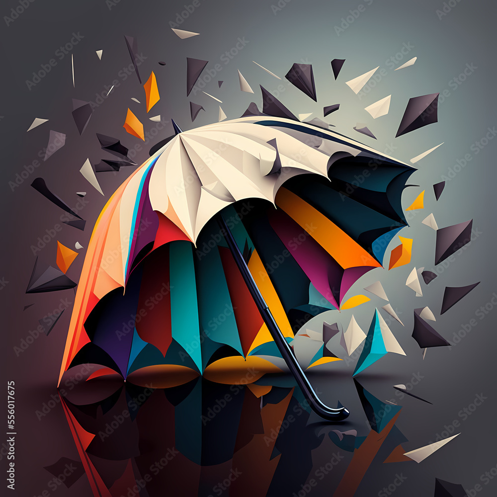 Simple and Stylized Digital Illustration of an Umbrella with Rain (AI ...