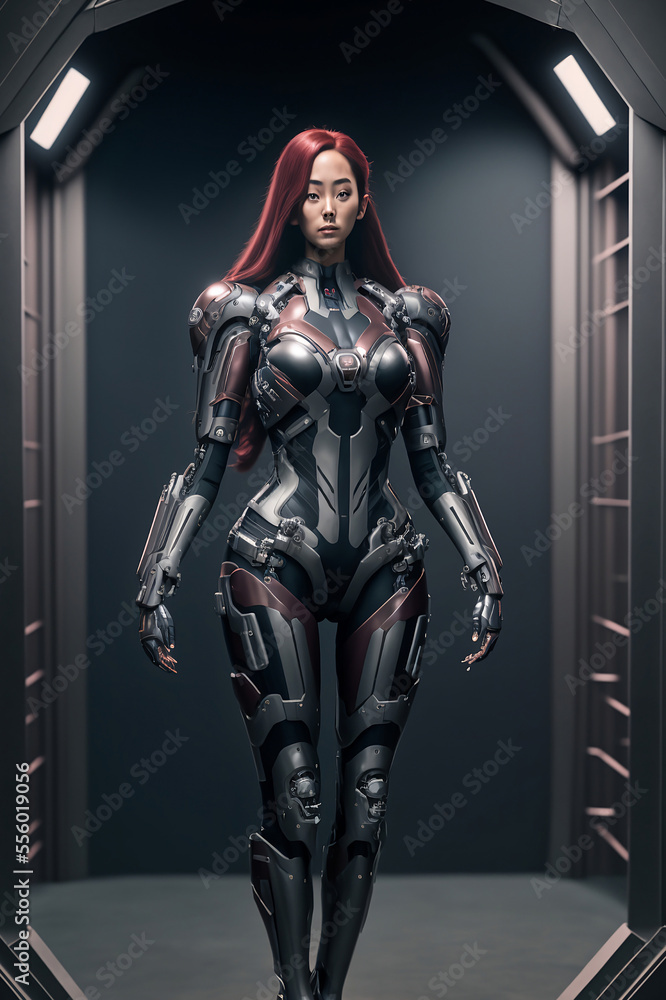 Futuristic Korean female robot on spaceship Stock Illustration | Adobe ...