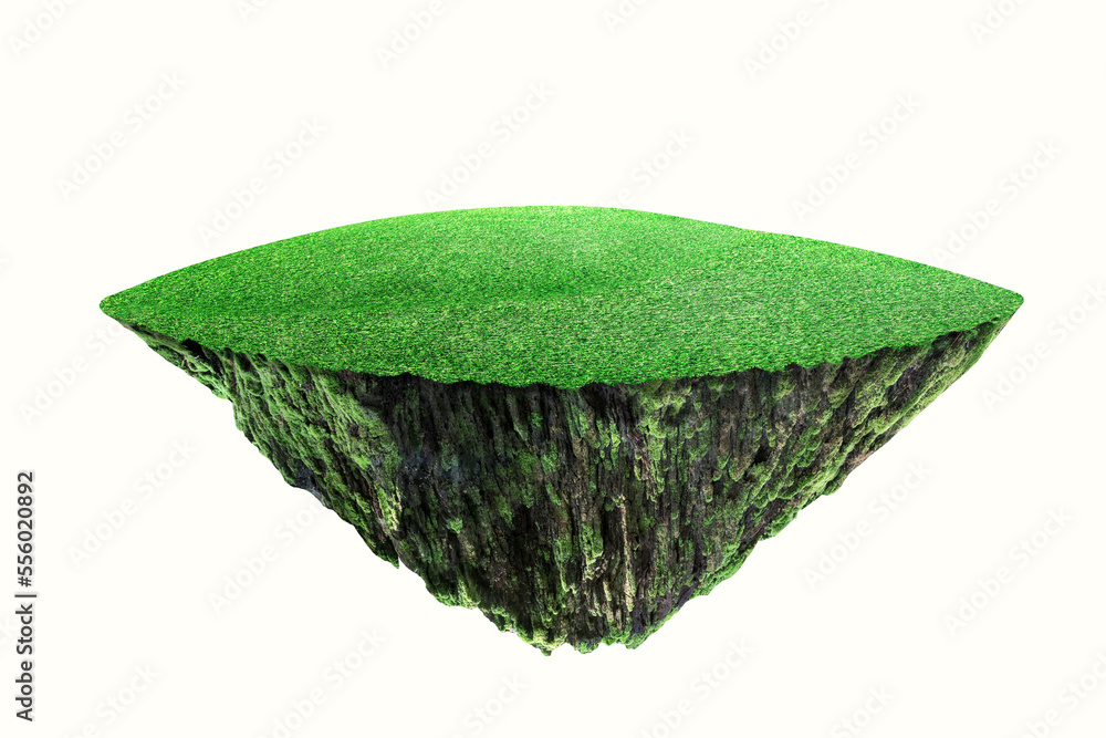round soil ground cross section with earth land and green grass ...