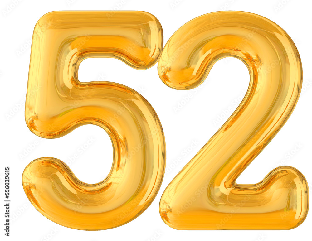 Gold Balloon Number 52 Stock Illustration | Adobe Stock