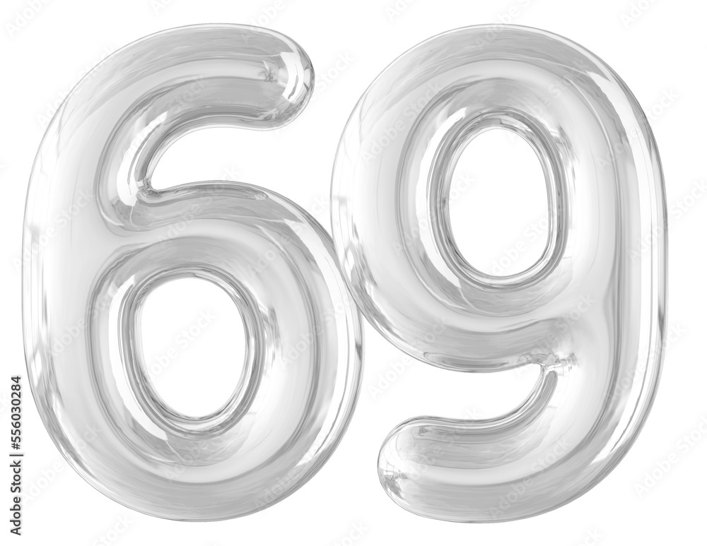 Silver Balloon Number 69 Stock Illustration | Adobe Stock