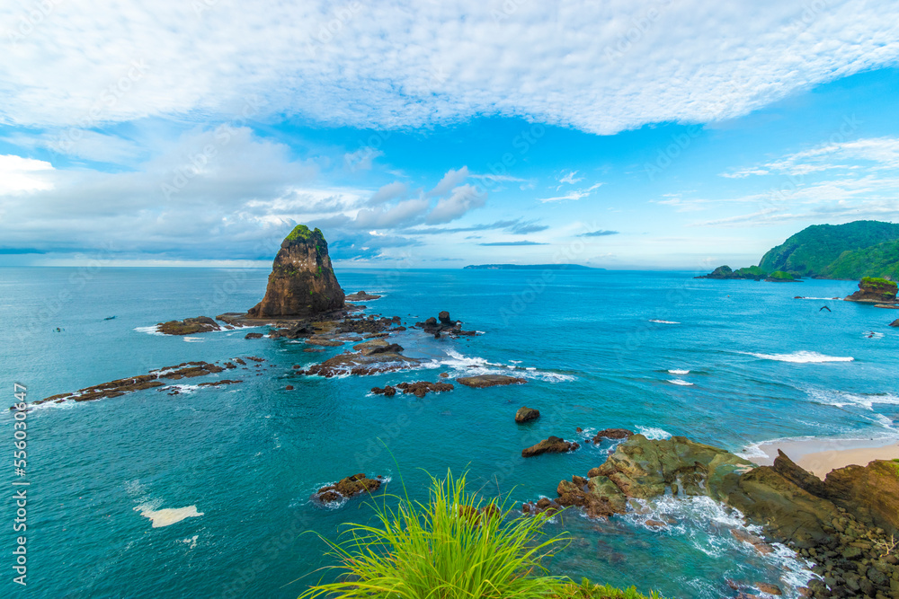 Landscape of Tanjung Papuma beach in Jember, the most beautiful beaches ...