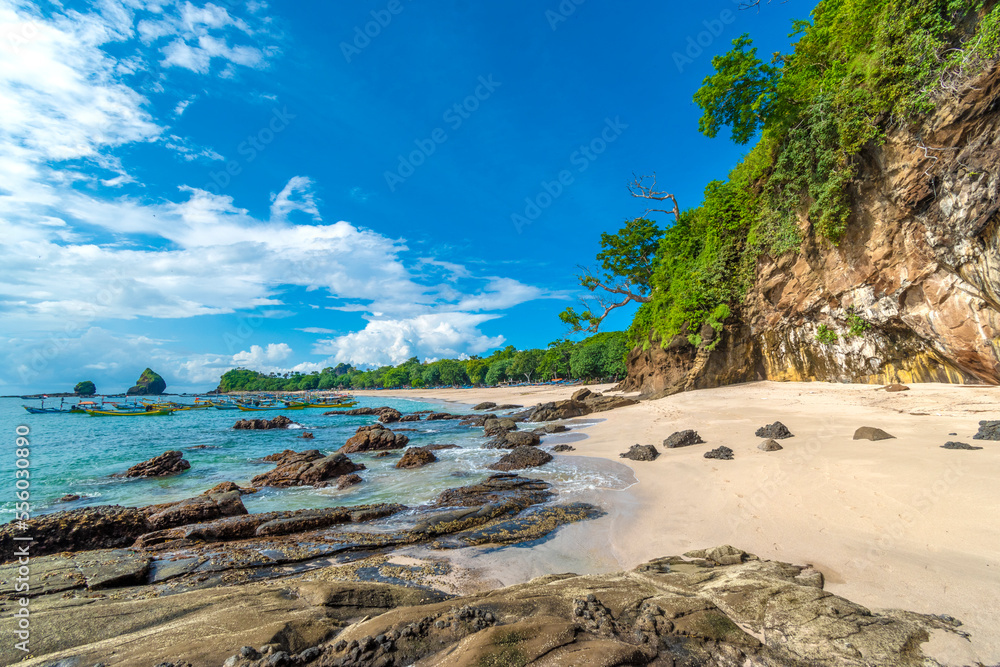 Landscape of Tanjung Papuma beach in Jember, the most beautiful beaches ...