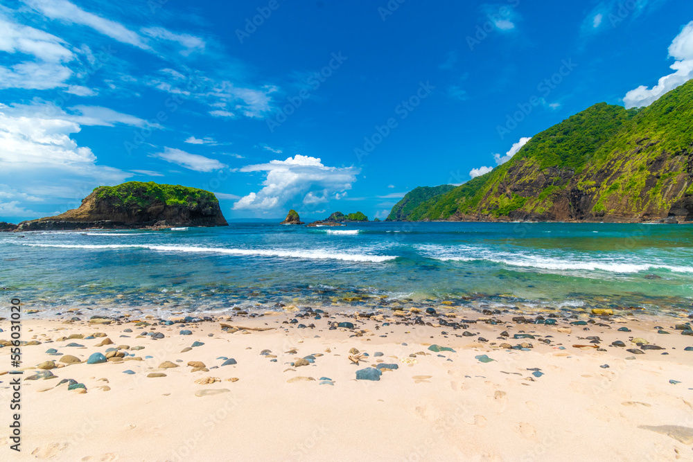 Landscape of Tanjung Papuma beach in Jember, the most beautiful beaches ...