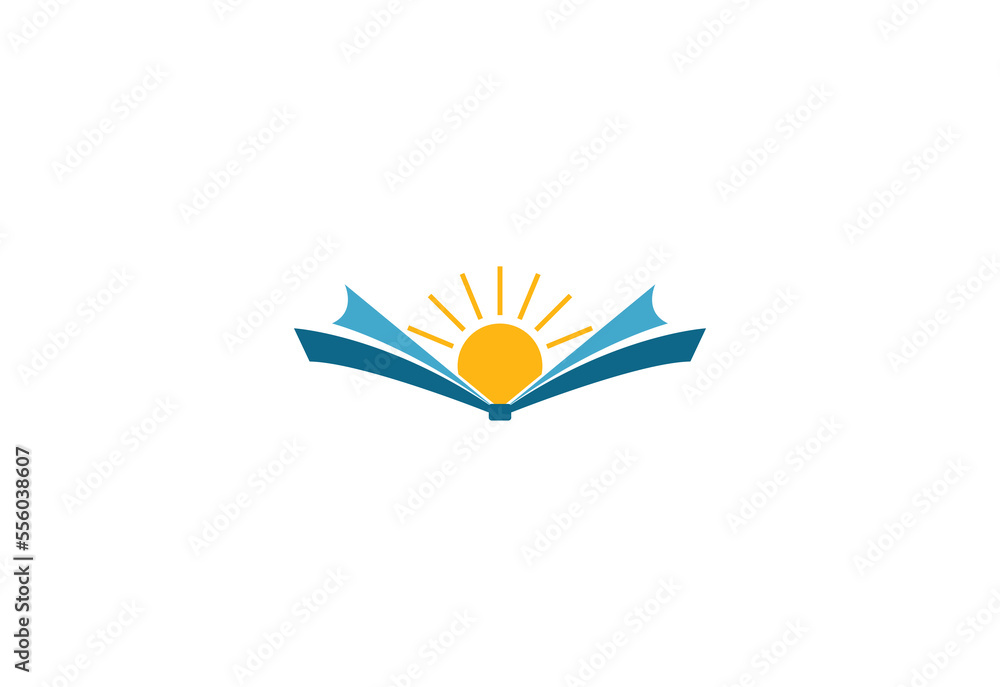 knowledge symbol. open book and sun. template logo design. vector eps ...