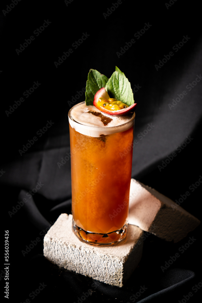 cocktail - infused tequila with basil, passion fruit and cinnamon, lime ...