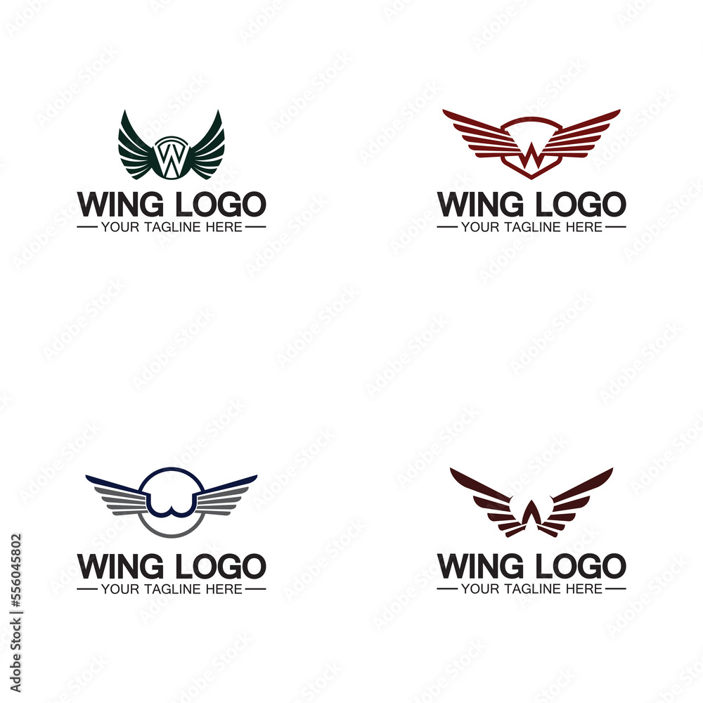 W letter for wings logo design, combination w letter and wings Stock ...