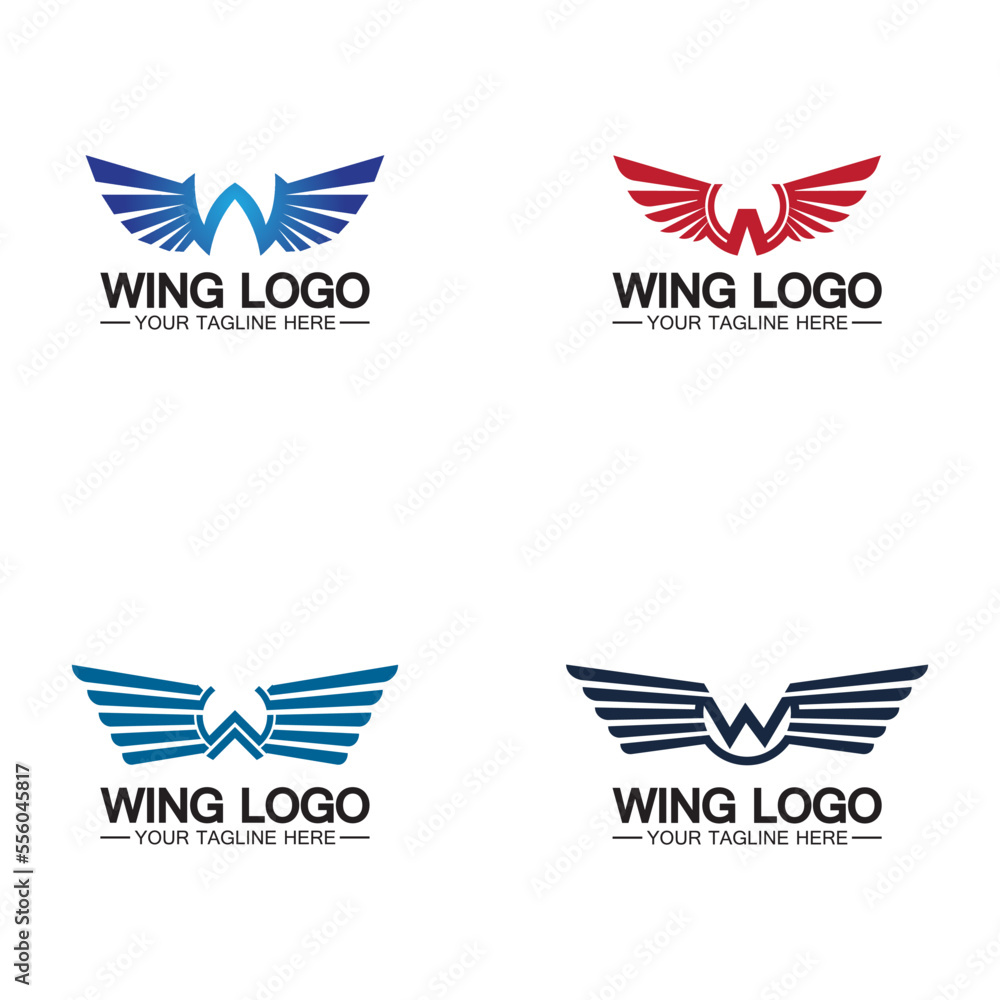 W letter for wings logo design, combination w letter and wings Stock ...