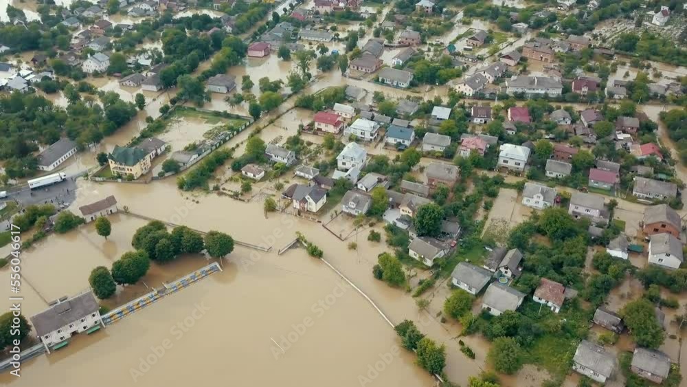 Huge flood, homes totally destroyed, stagnant rainwater. Home flooded ...