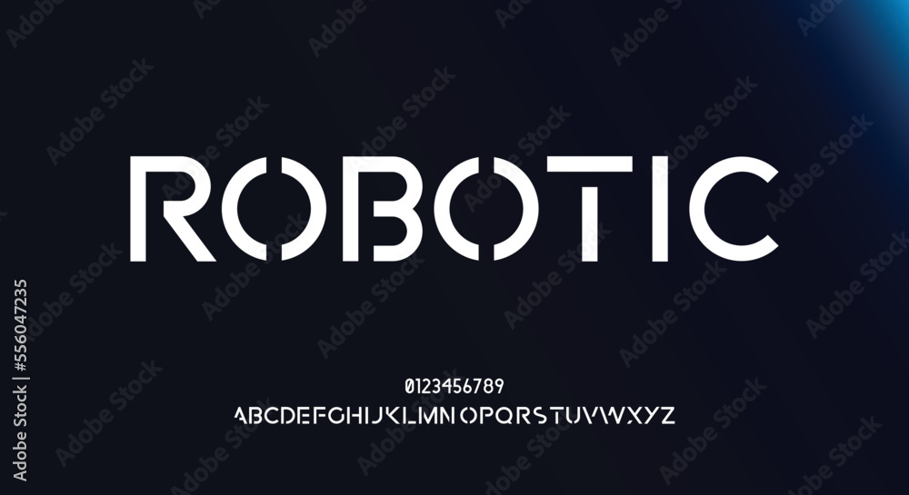 Vetor de Robotic font alphabet letters. Future logo typography ...