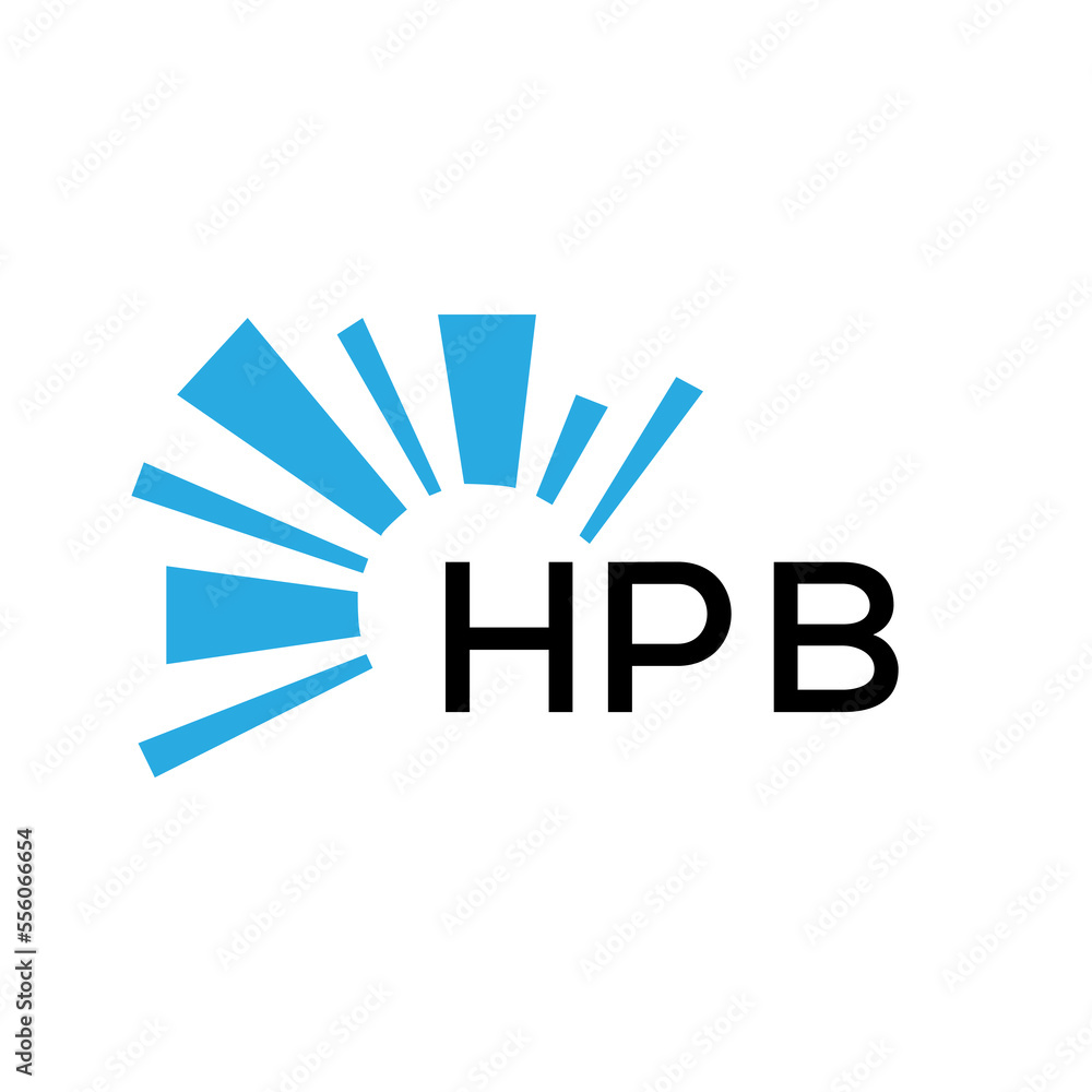 HPB letter logo. HPB blue image on white background and black letter ...