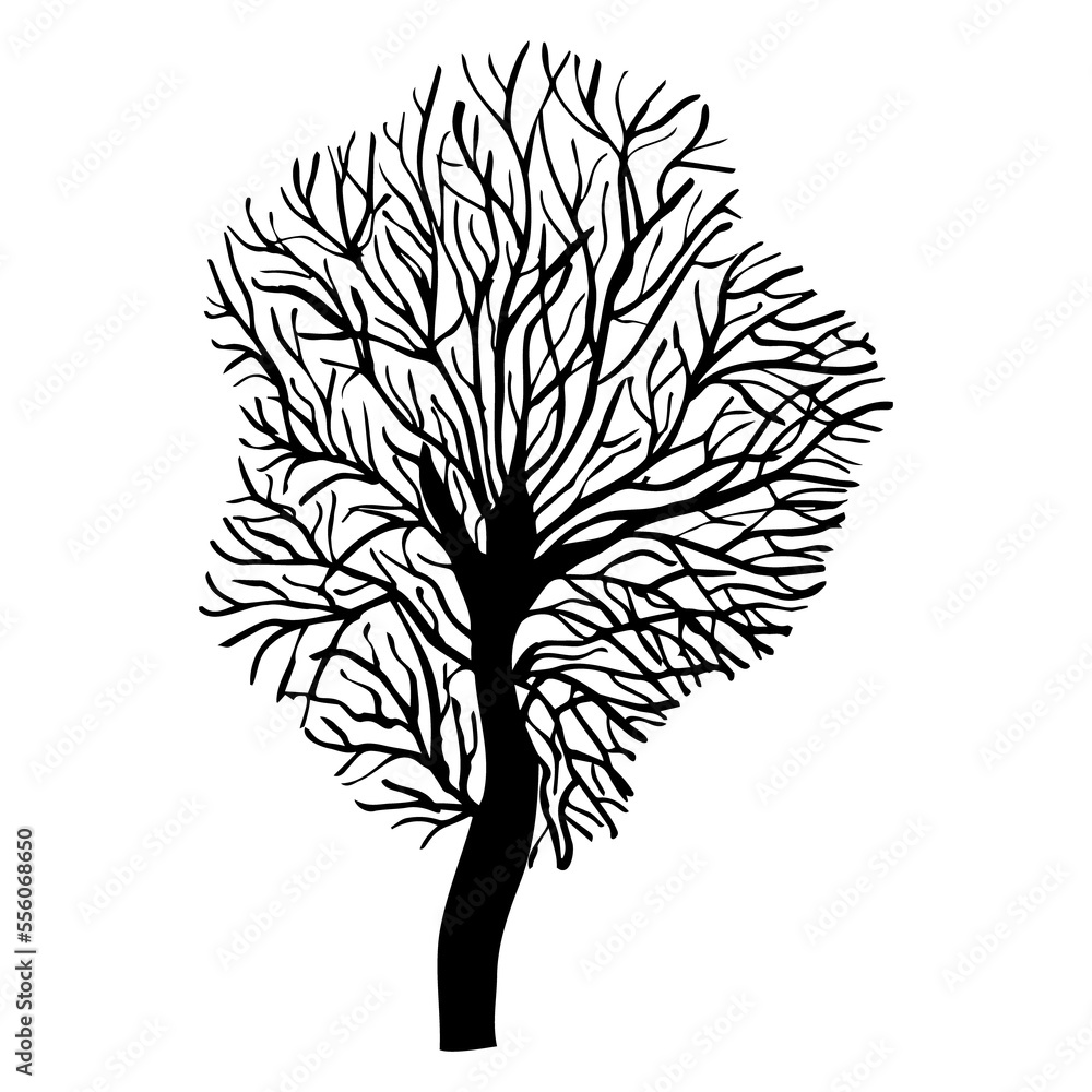 Tree, bush, branches outline. Hand drawing. For printing, for your ...