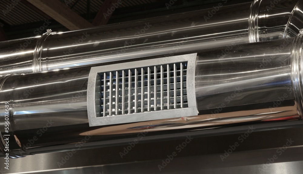 air vent in a metallic pipe of the air conditioning system Stock Photo ...