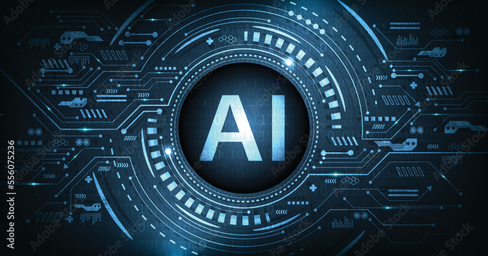 Artificial Intelligence(AI) on electric Circuit Background. System ...