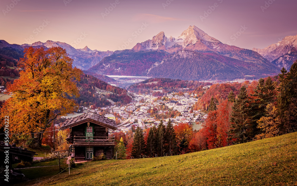 Incredible autumn nature landscape. Impressive mountain scenery in the ...