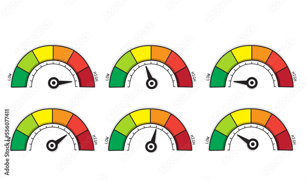 Set color scale with arrow from red to green with low and high level ...