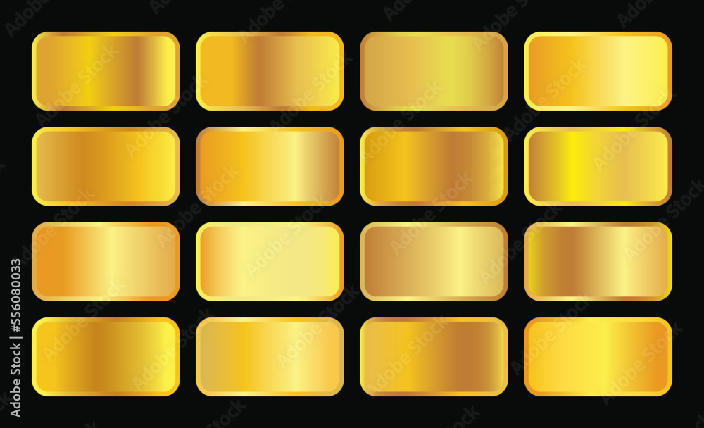 gold color gradient set, golden color effect, color swatch, gold ...