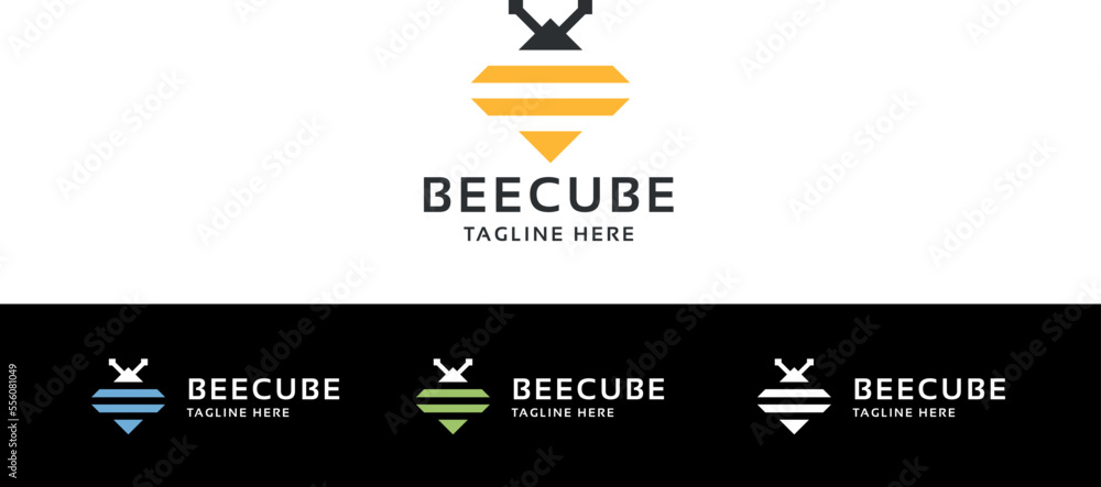 Bee Cube Logo Stock Vector | Adobe Stock