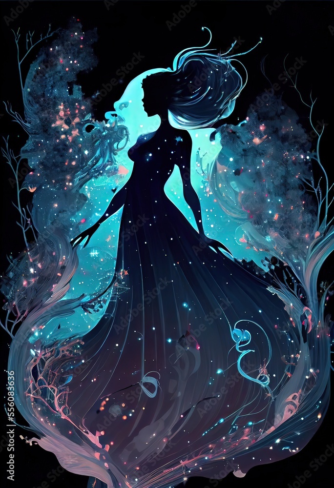 Transparent sillhouettes, beautiful artwork of a gorgeous cosmic ...