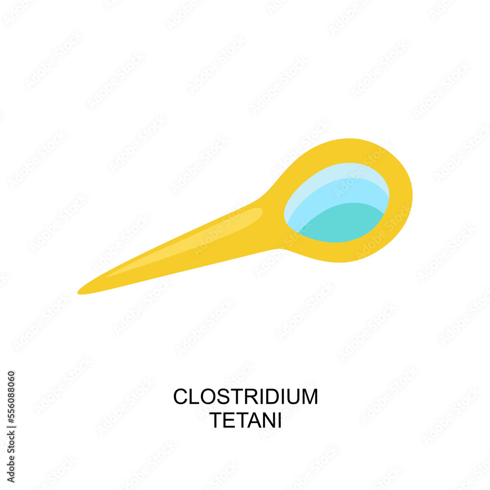 Clostridium tetani icon. Clostridium tetani bacterium in flat style ...