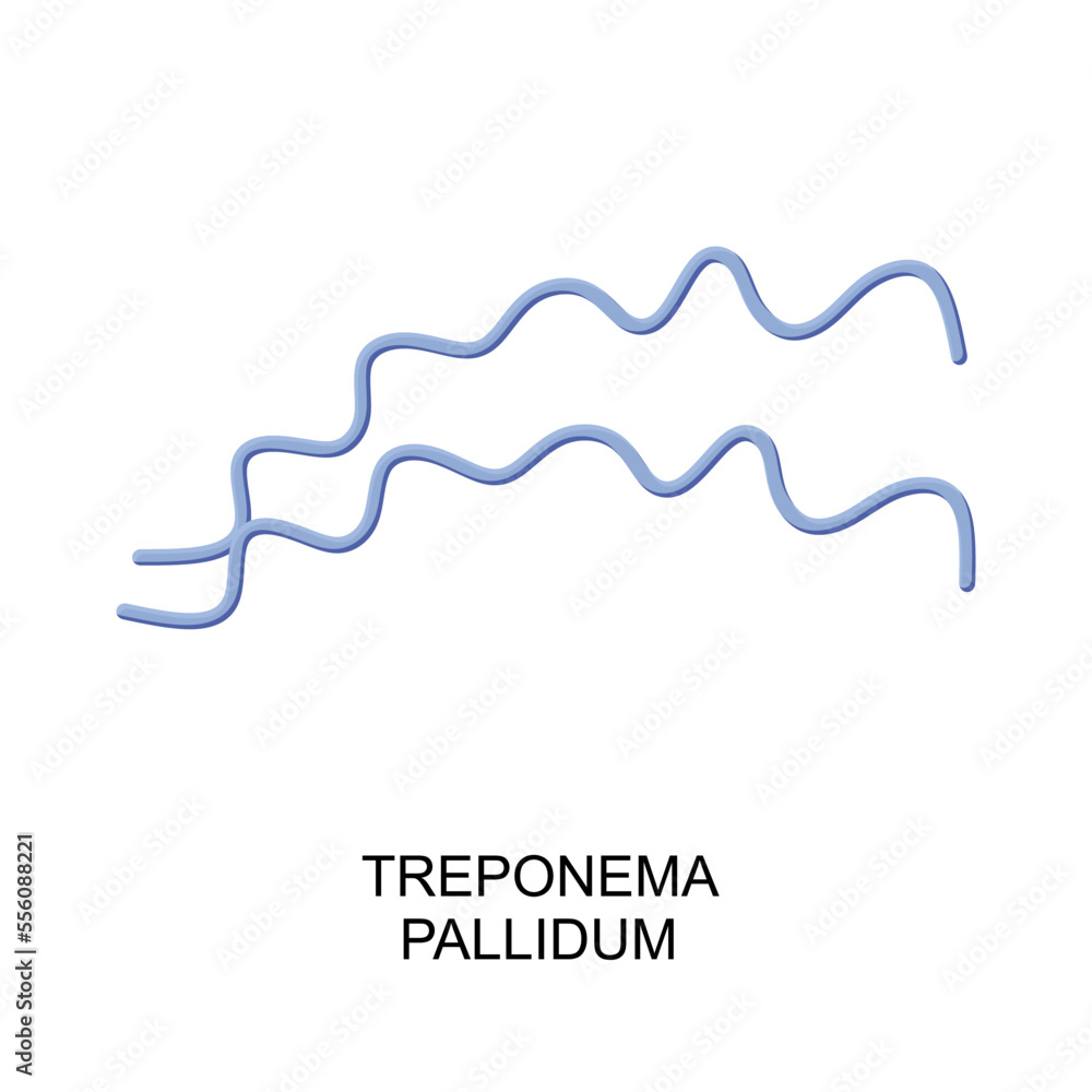 Treponema pallidum icon. Treponema pallidum bacterium in flat style ...