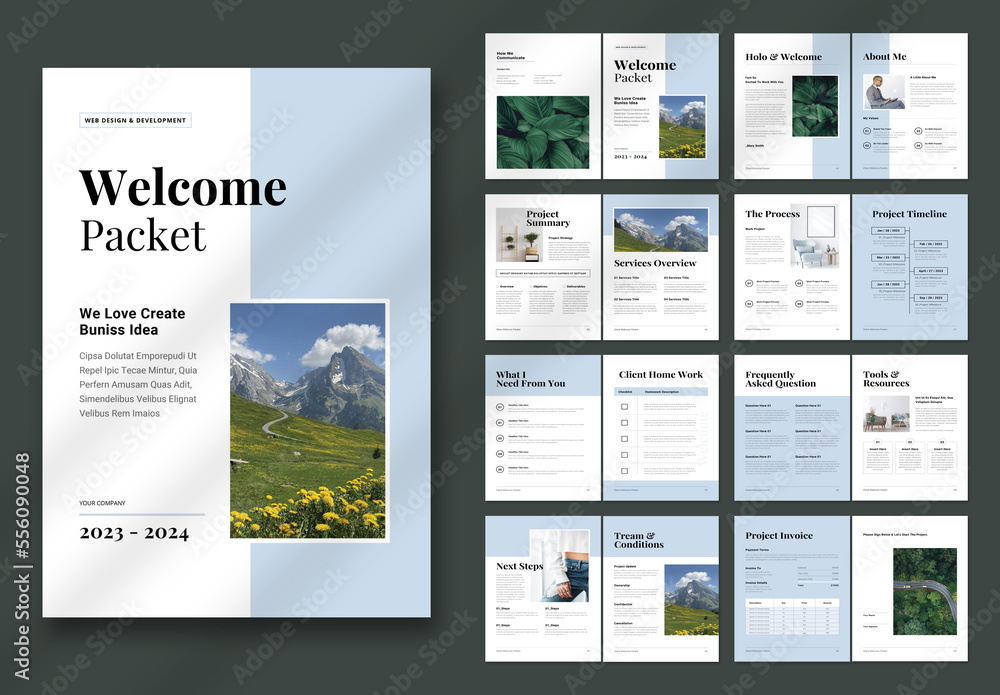 Welcome Packet Magazine Layout Stock Template | Adobe Stock
