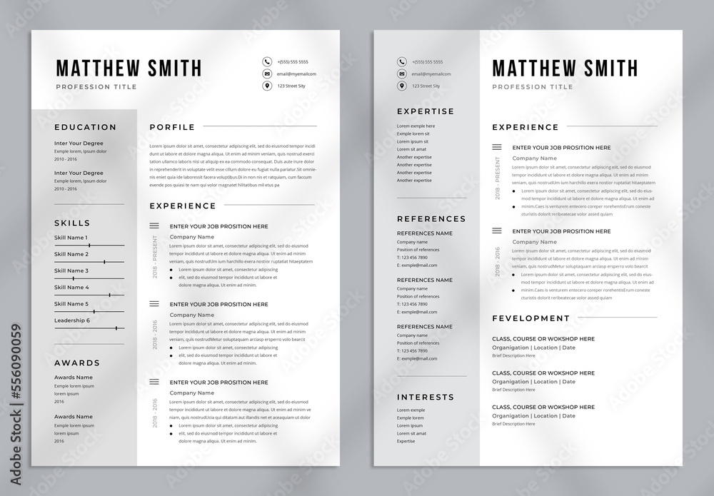 Clean Resume Layout Stock Template | Adobe Stock