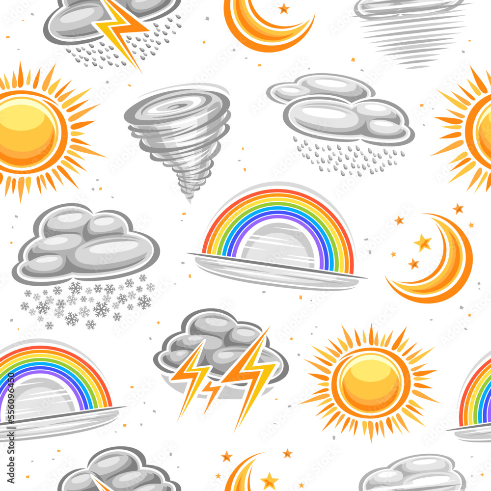 Vector Weather Symbols seamless pattern, repeat background with ...