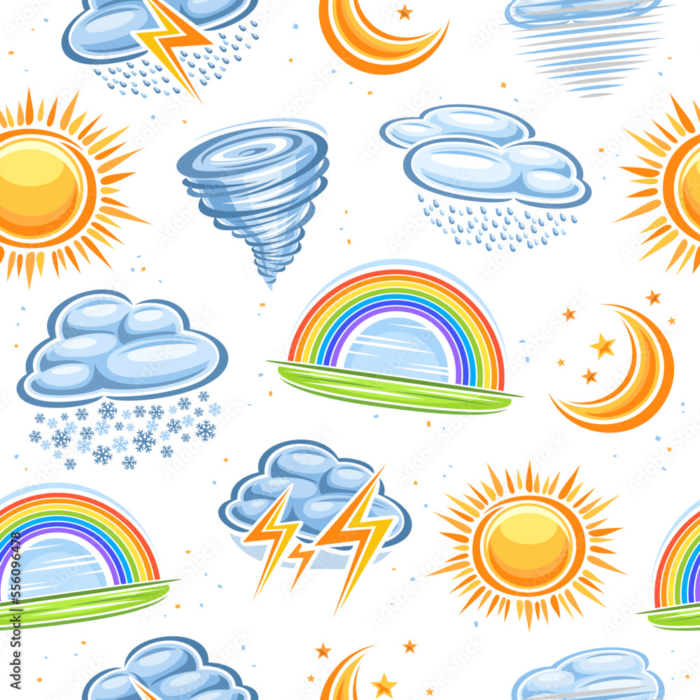 Vector Weather Symbols seamless pattern, repeat background with ...