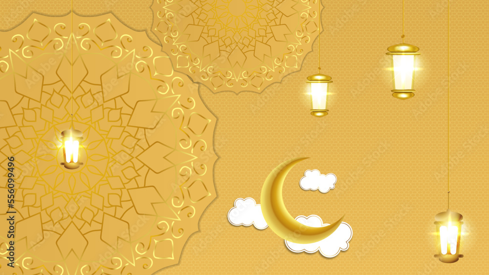 Colorful ramadan background design. Gold moon and abstract luxury ...