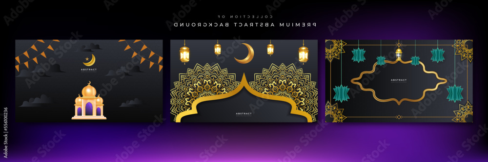 Modern trendy ramadan background for universal design with black and ...