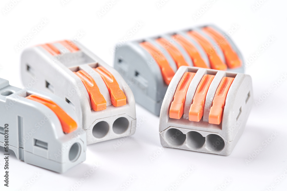 Cable lug for connecting electric wires, Terminal block isolated on ...