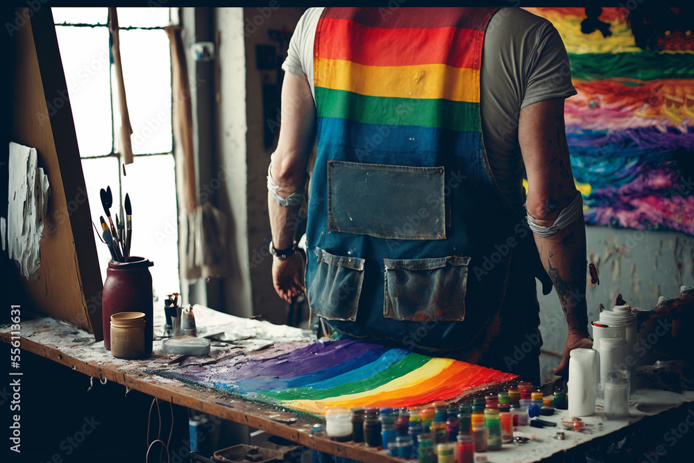 The Rainbow Flag, graphic artist drawing a rainbow LGBTQ symbol on a ...