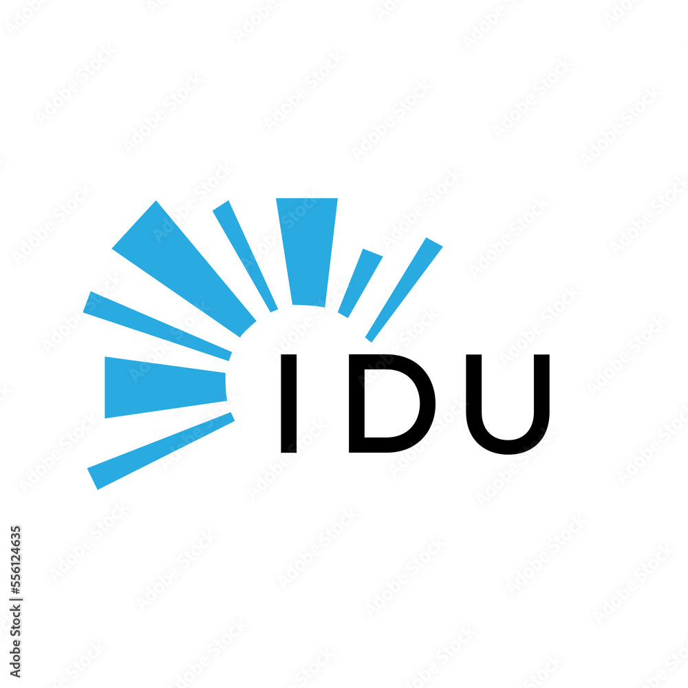 IDU letter logo. IDU blue image on white background and black letter ...