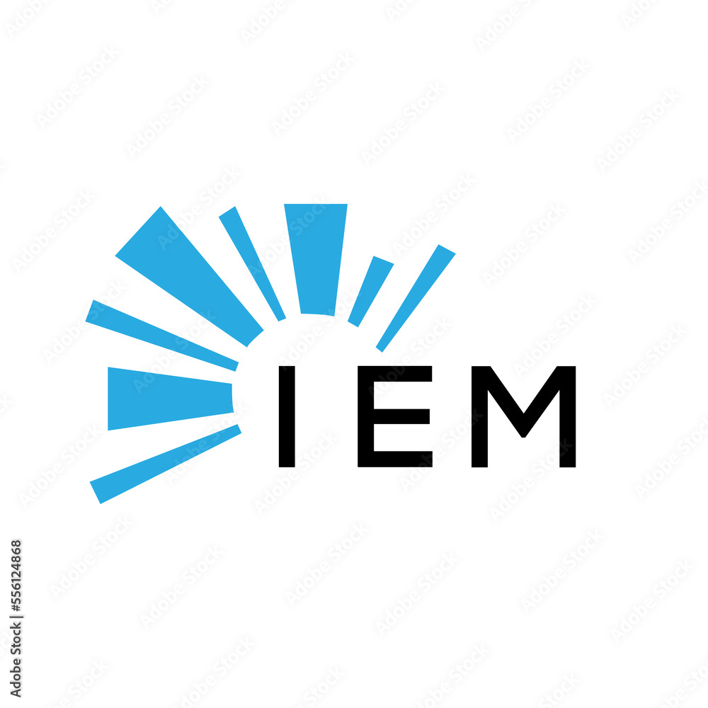 IEM letter logo. IEM blue image on white background and black letter ...