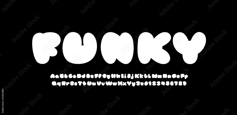 Comic font, simple alphabet in the cartoon style, white letters and ...