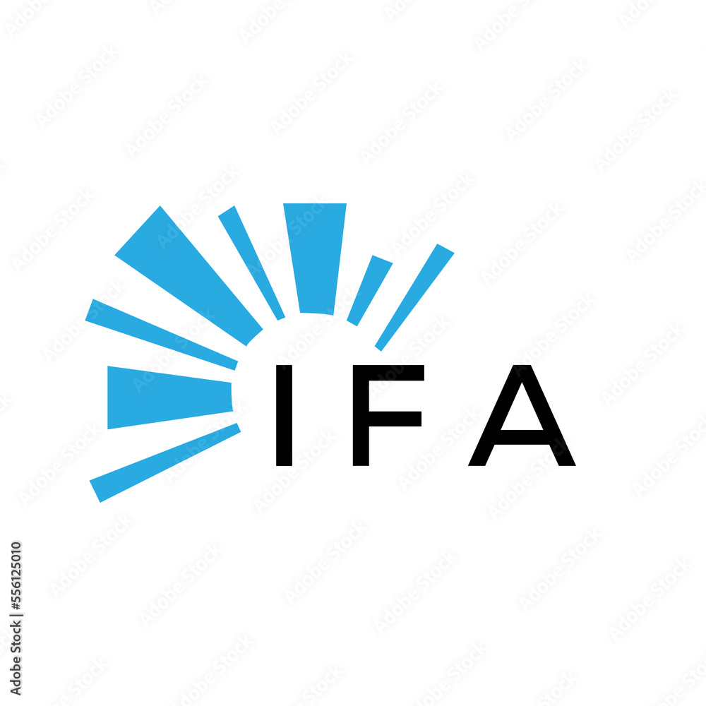 IFA letter logo. IFA blue image on white background and black letter ...
