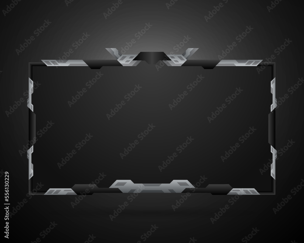 Black and metal border futuristic game overlay screen interface panel ...