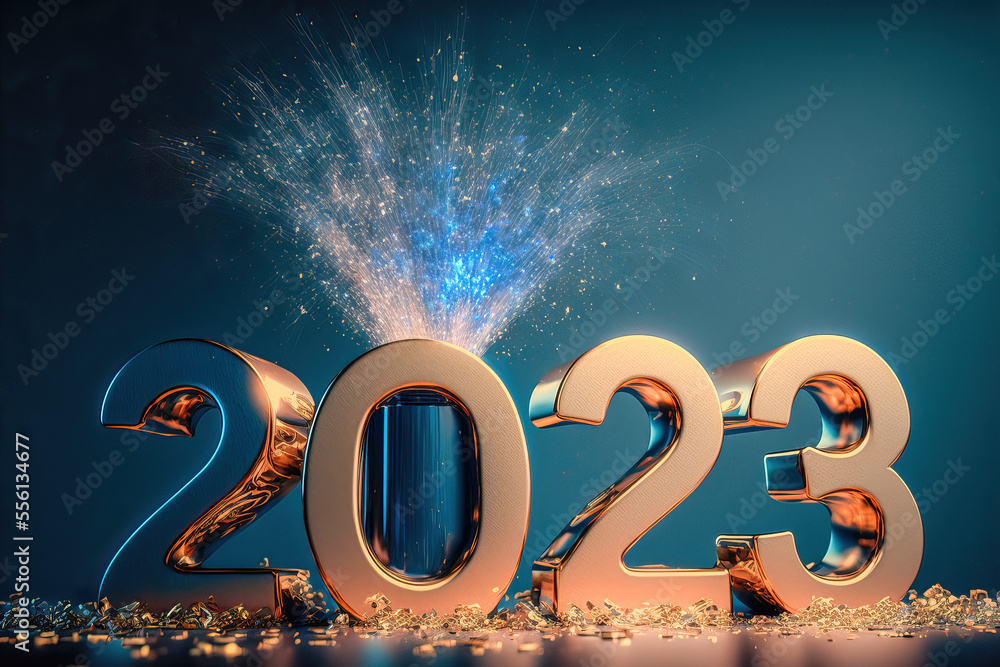 2023 Happy New Year 2023 Backdrop Background Cover Digital Art with ...