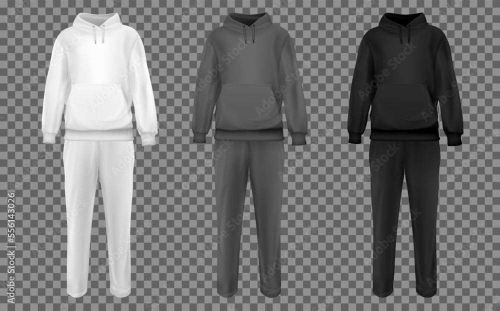 Set realistic white, gray, black suit. Base clothes isolated on ...