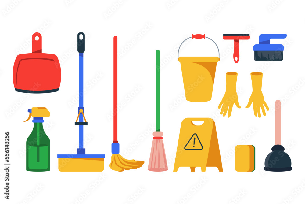 Cleaning tools vector set isolated on a white background. Stock Vector ...