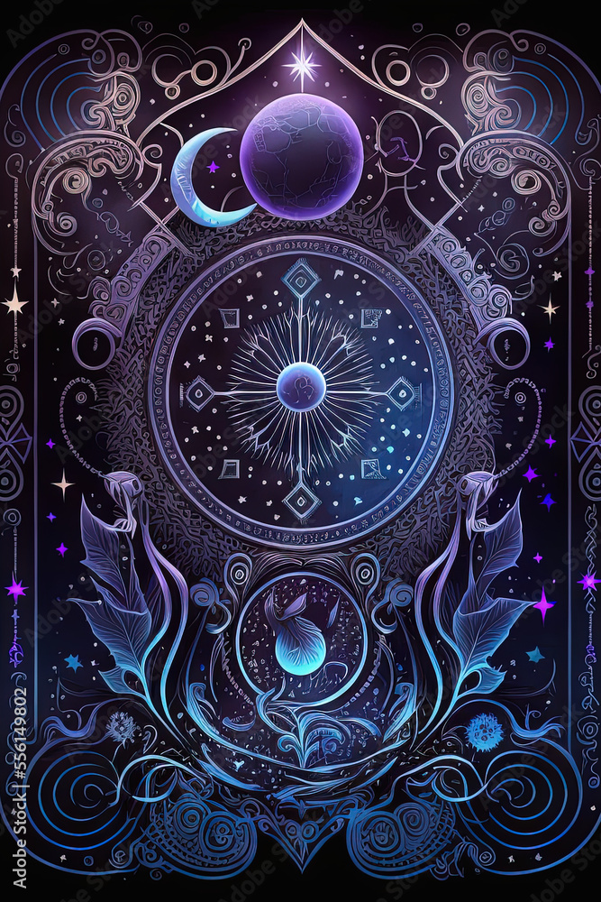 black background tarot card, astrological pattern,beautiful Moonstone ...