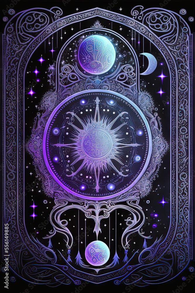 black background tarot card, astrological pattern,beautiful Moonstone ...