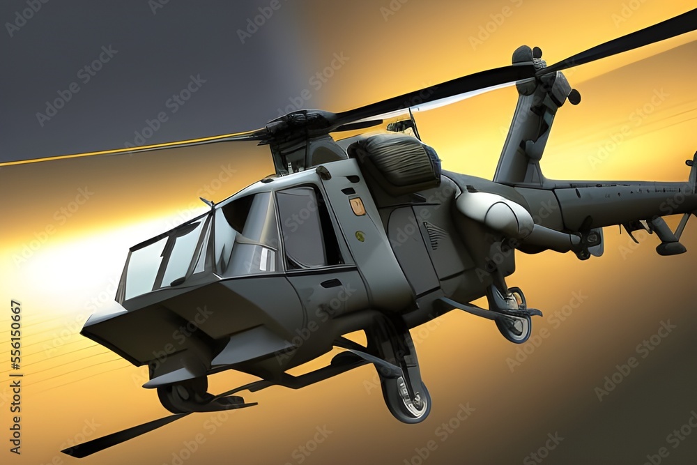 Mascot Illustration of an Assault Helicopter Whirring Its Rotors, AI ...