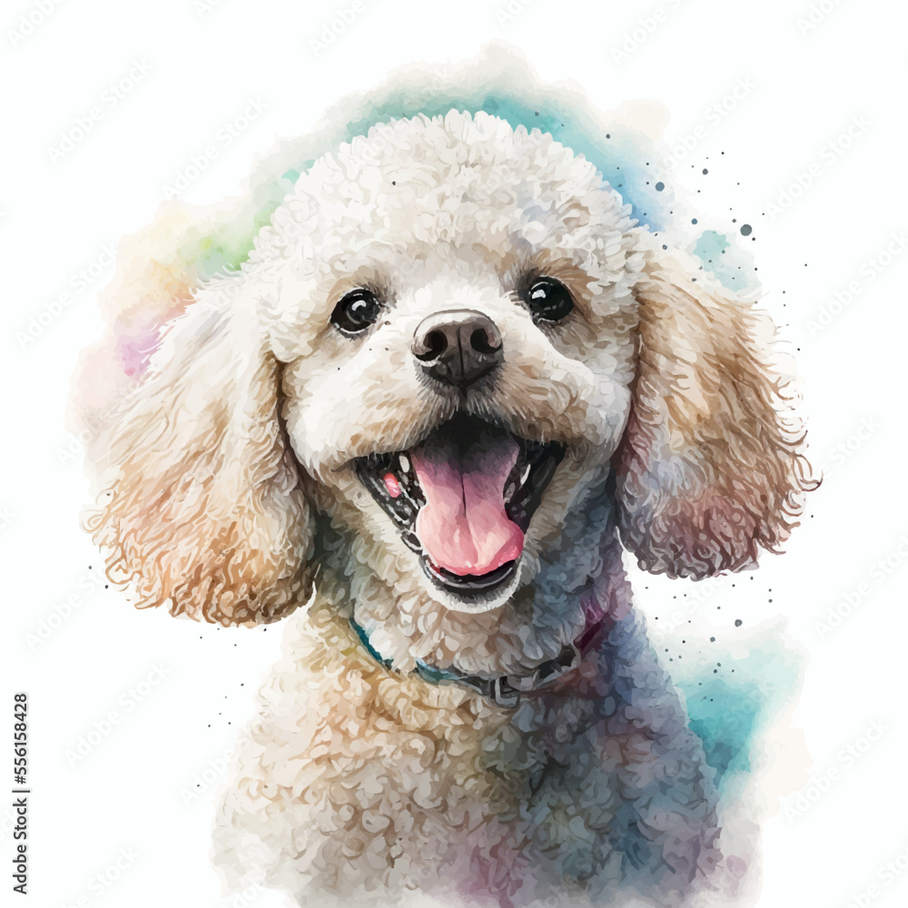Happy White Toy Poddle Dog Smile, cute dog, smile dog, watercolor dog ...