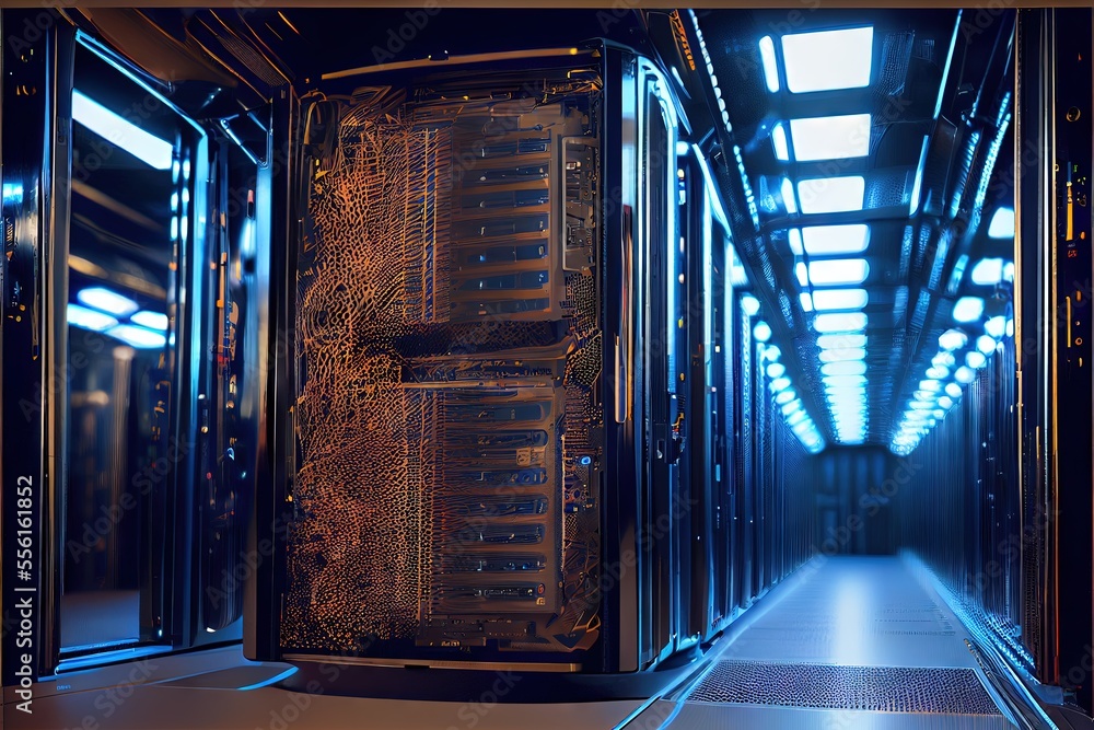 Supercomputer photo realism ultra. AI generated art illustration. Stock ...