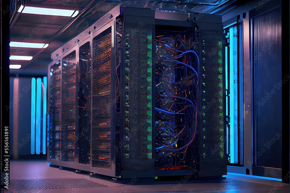 Supercomputer photo realism ultra. AI generated art illustration. Stock Illustration | Adobe Stock